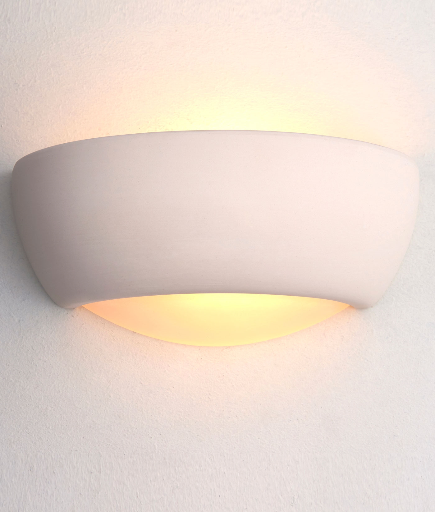 Plaster Semi-Circular Wall UpLight with Bottom Diffuser - Can be Painted