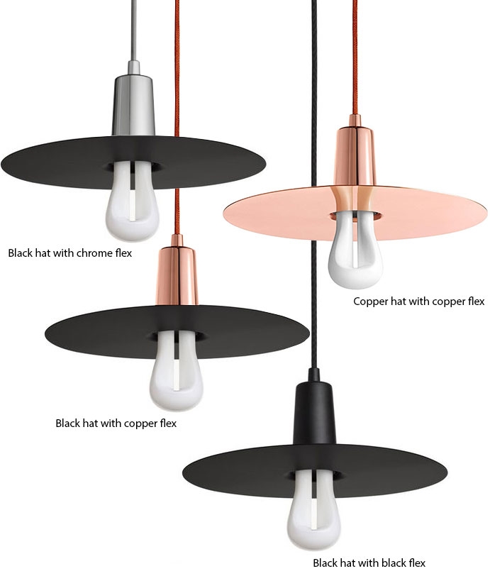 Minimalist Drop Top Hat Hanging Ceiling Light Shade Kits - Black, White ...