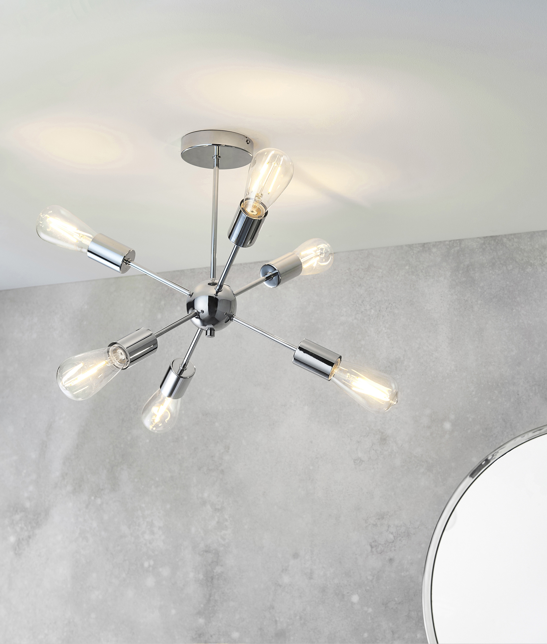 Sputnik Style 6 Lamp Semi-Flush Ceiling Light