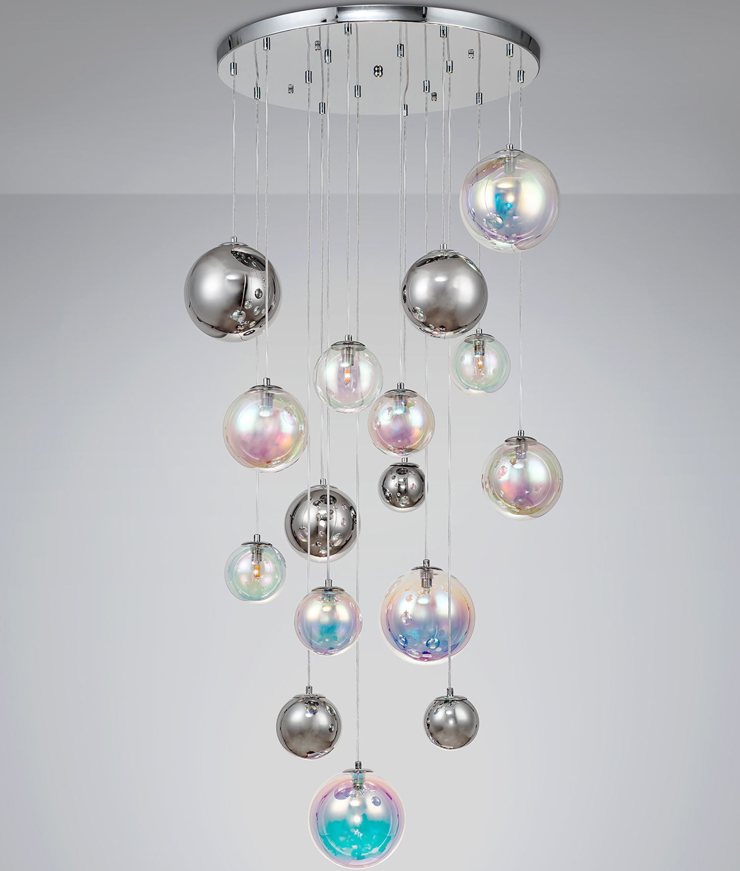 Modern 16 Lamp Round Cluster Pendant - 3 Finishes