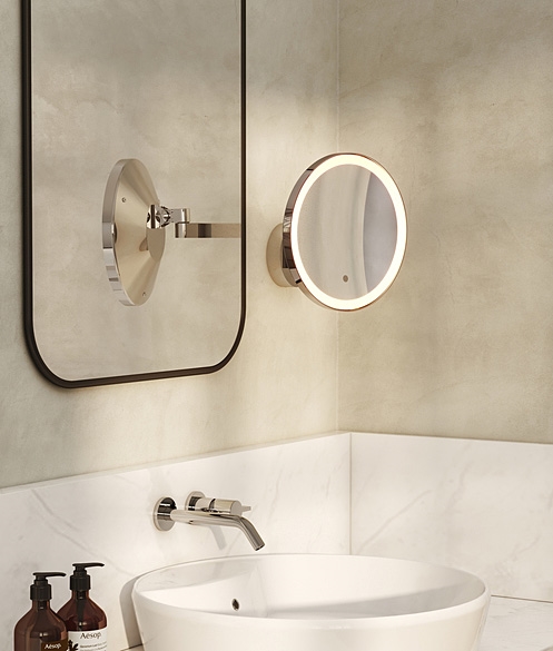 Light Up IP44 Magnified Round Bathroom Shaving Mirror - 2 Finishes