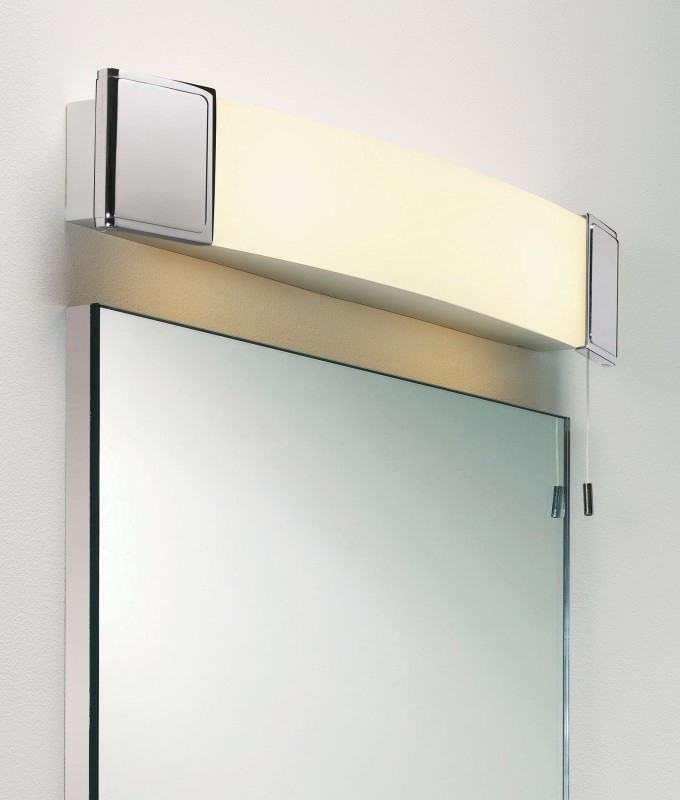 Polished Chrome & White Glass Shaver Light