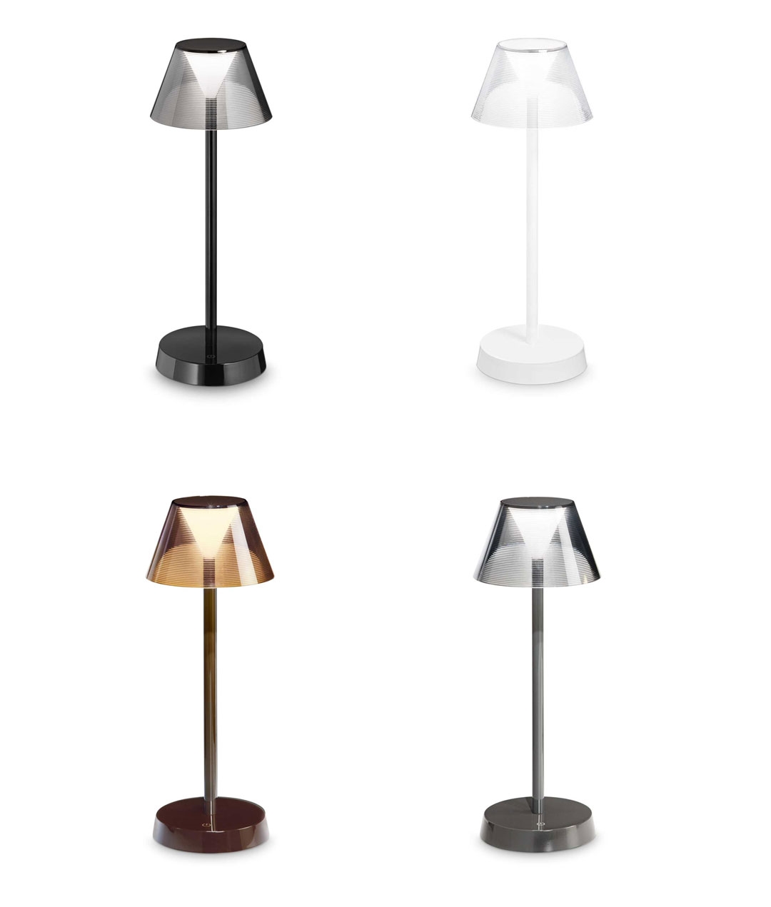 Rechargeable LED Table Light with Transparent Shade 4 Options