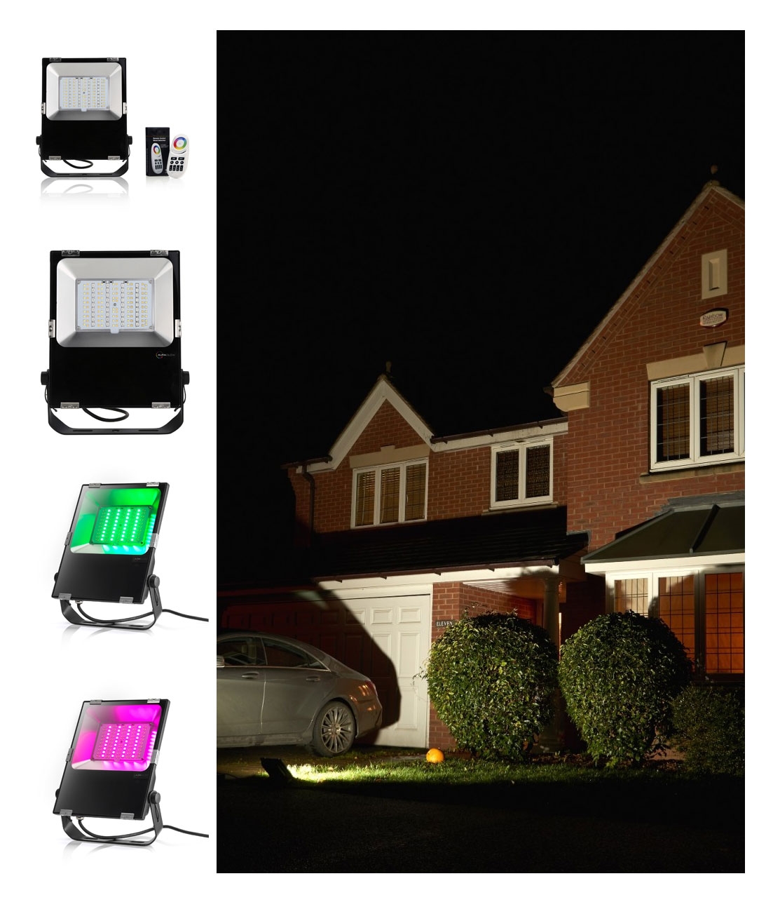 RGB LED Floodlight - Colour Changing and CCT Tuneable White with RF ...