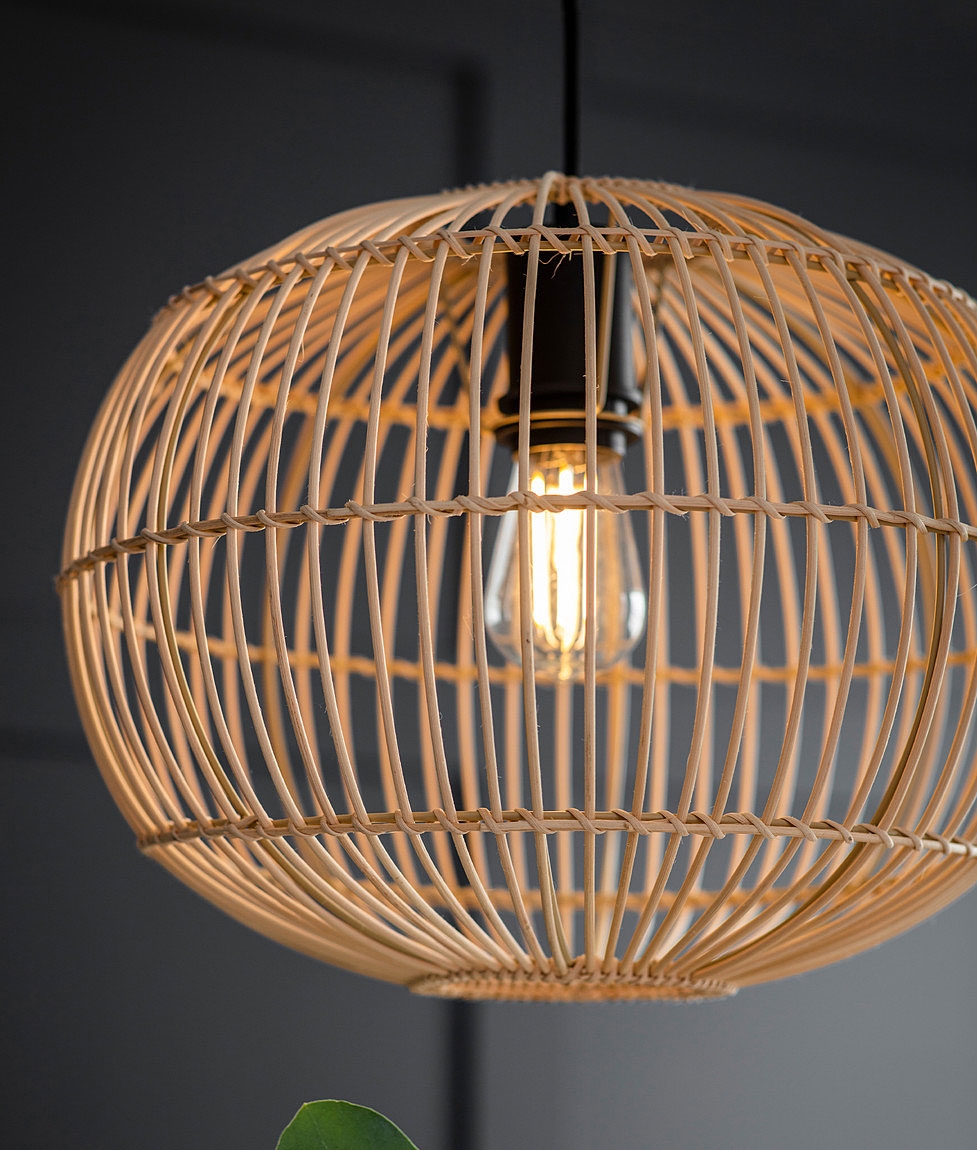 Large Boho Wicker Ceiling Light Shade - Ellipsoids (Globe) or Domed Design