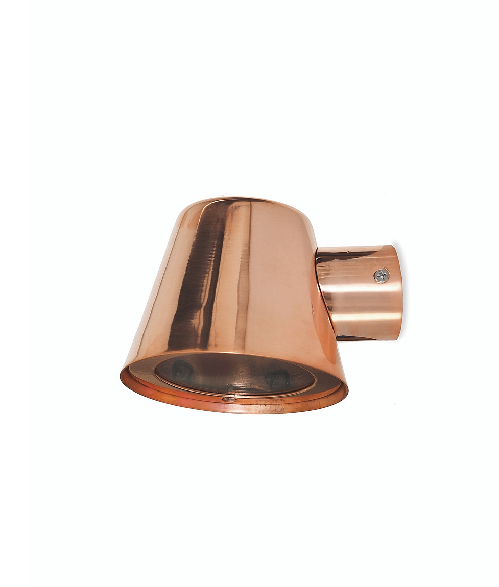Dark Sky Friendly Wall Light in Conical Design in Unlacquered Copper ...
