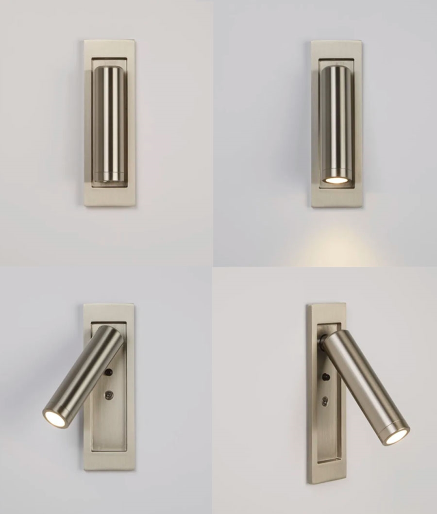 Swivel LED Spot Light - Wall Recessed in Black or Satin Nickel