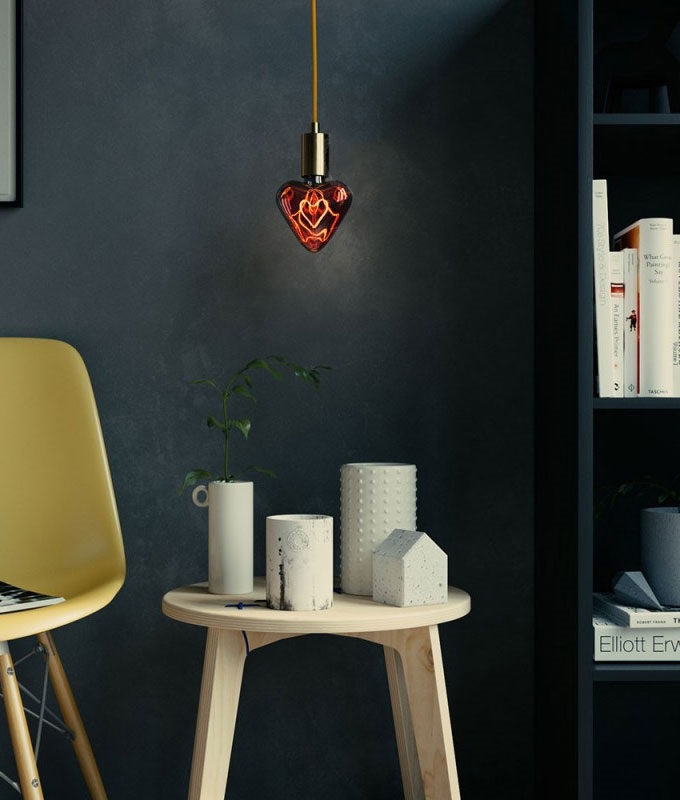 Heart Shape Light Bulb - E27 LED Filament - Red or Smoky Grey