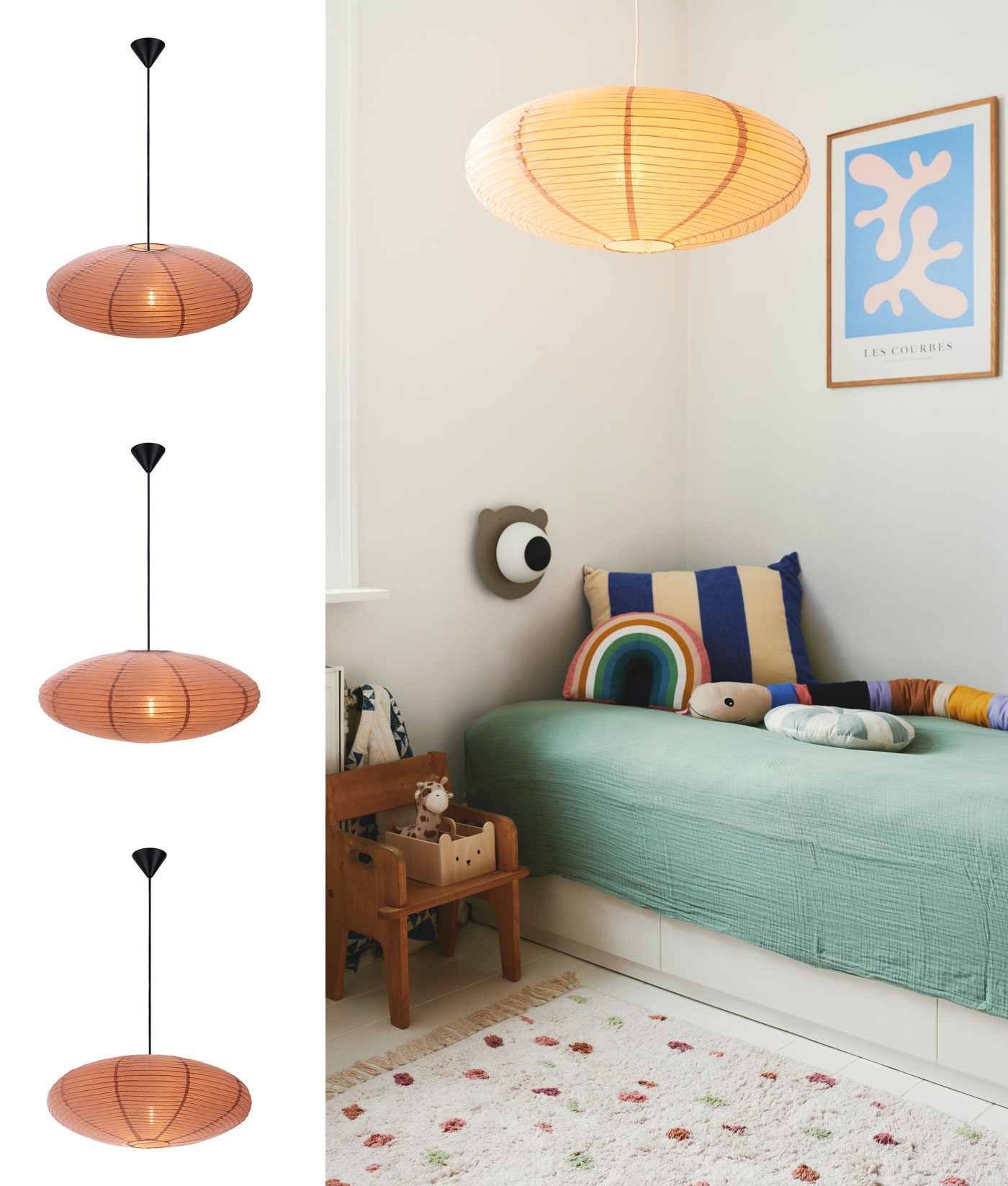 Budget Large Rice Paper Round Shade - Brown or Pink