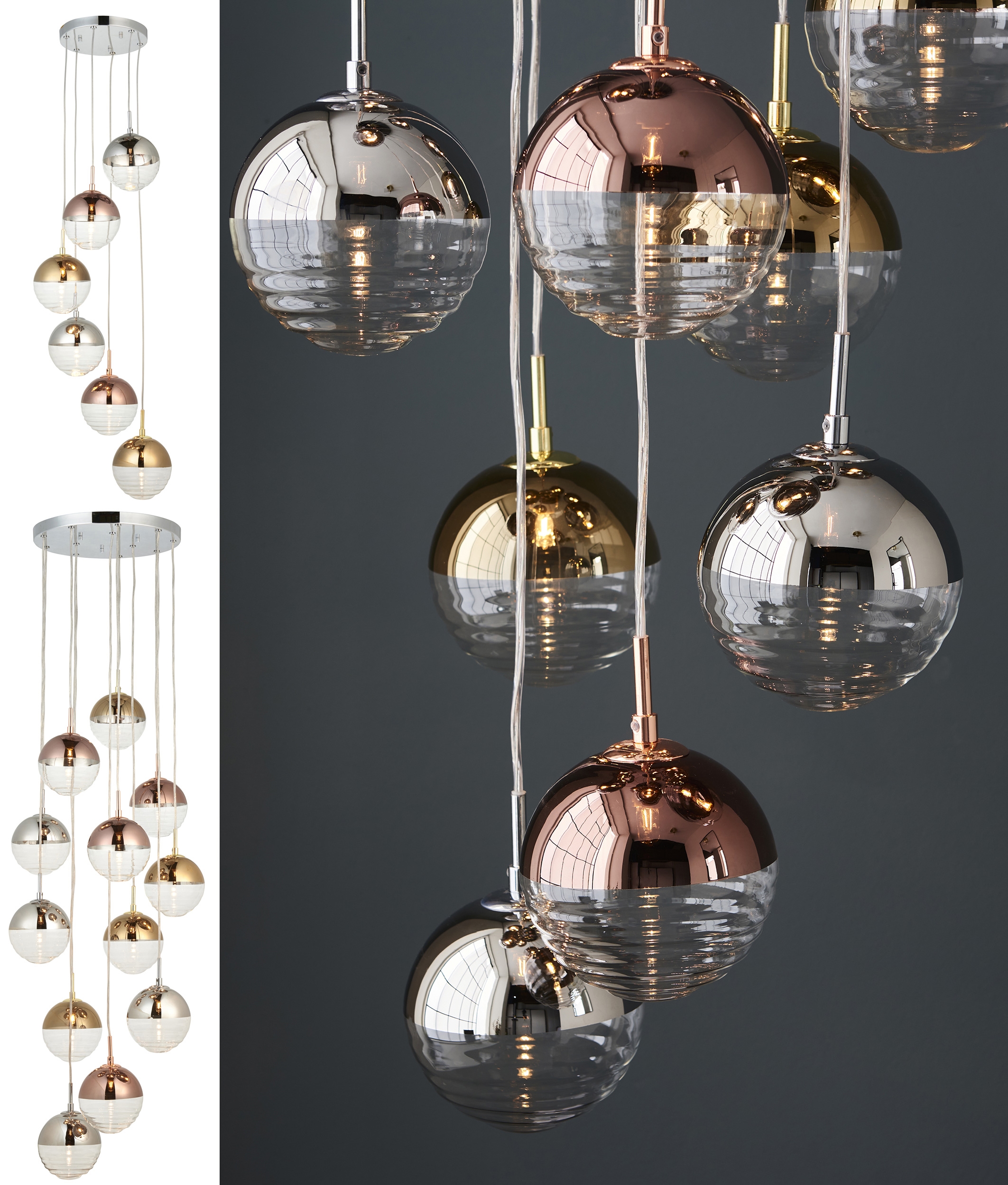 Large Multi-Light Cluster Pendant Lamp - 6 or 12 Flex Options