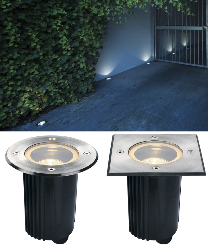 Robust 316 Stainless Steel Buried Exterior Ground Uplight - Round or Square