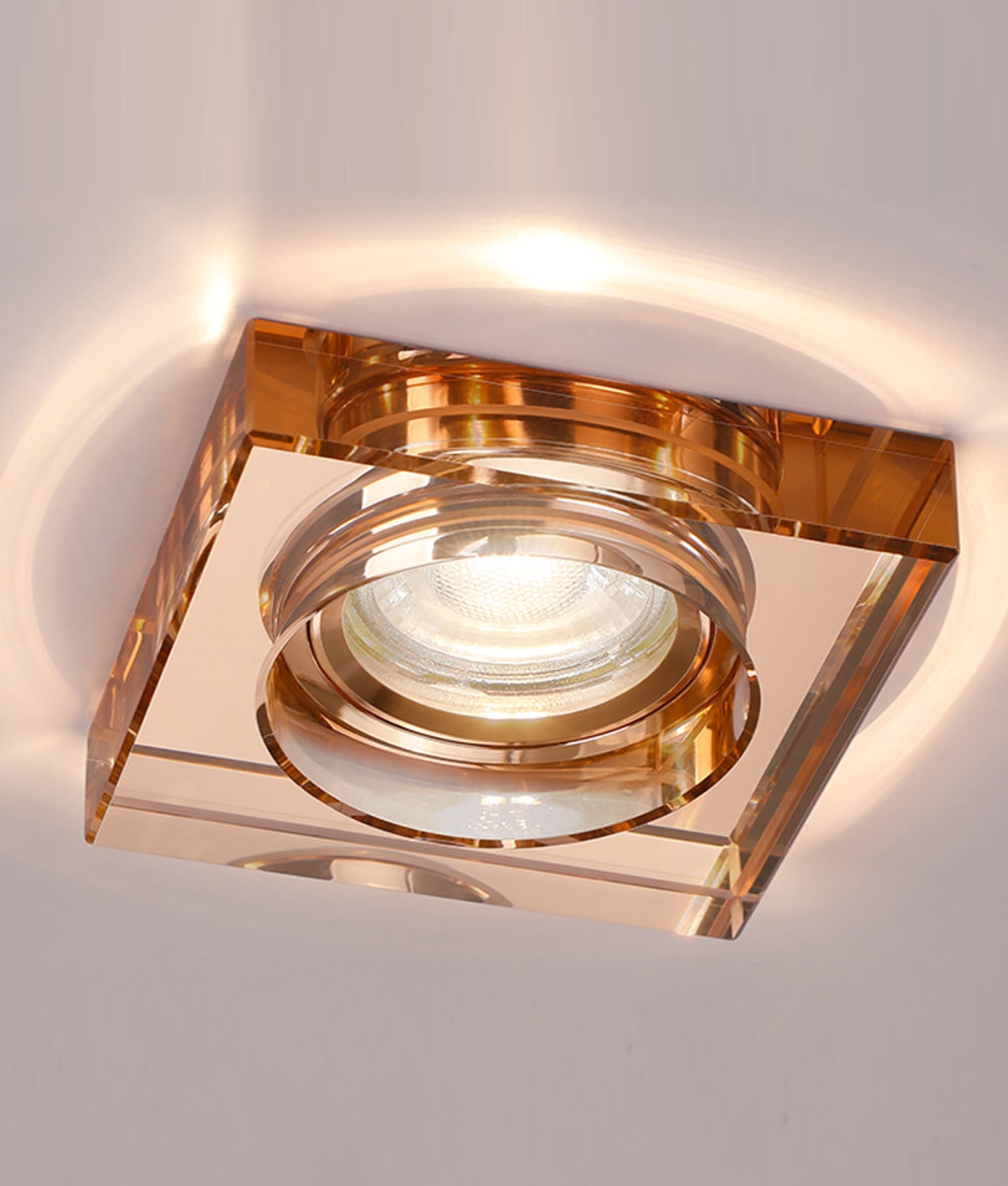 Square Crystal Glass Downlight with Deep Recessed Lamp