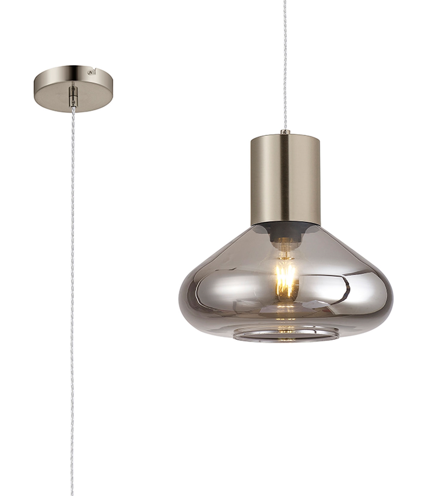 Single Flex Pendant in 5 Finishes with Glass Smoke Shade