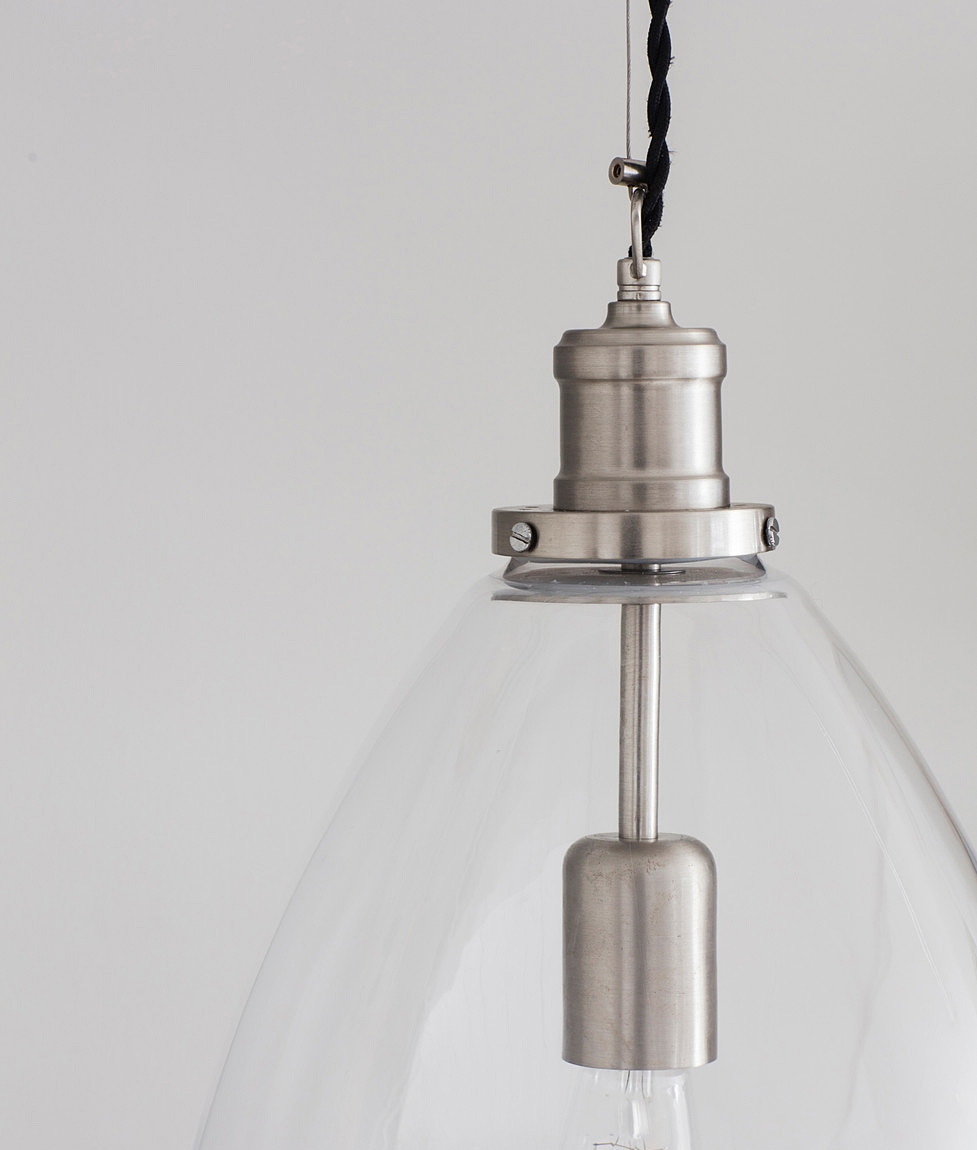 30cm Clear Glass Bullet Shade Industrial Ceiling Light - Satin Nickel ...