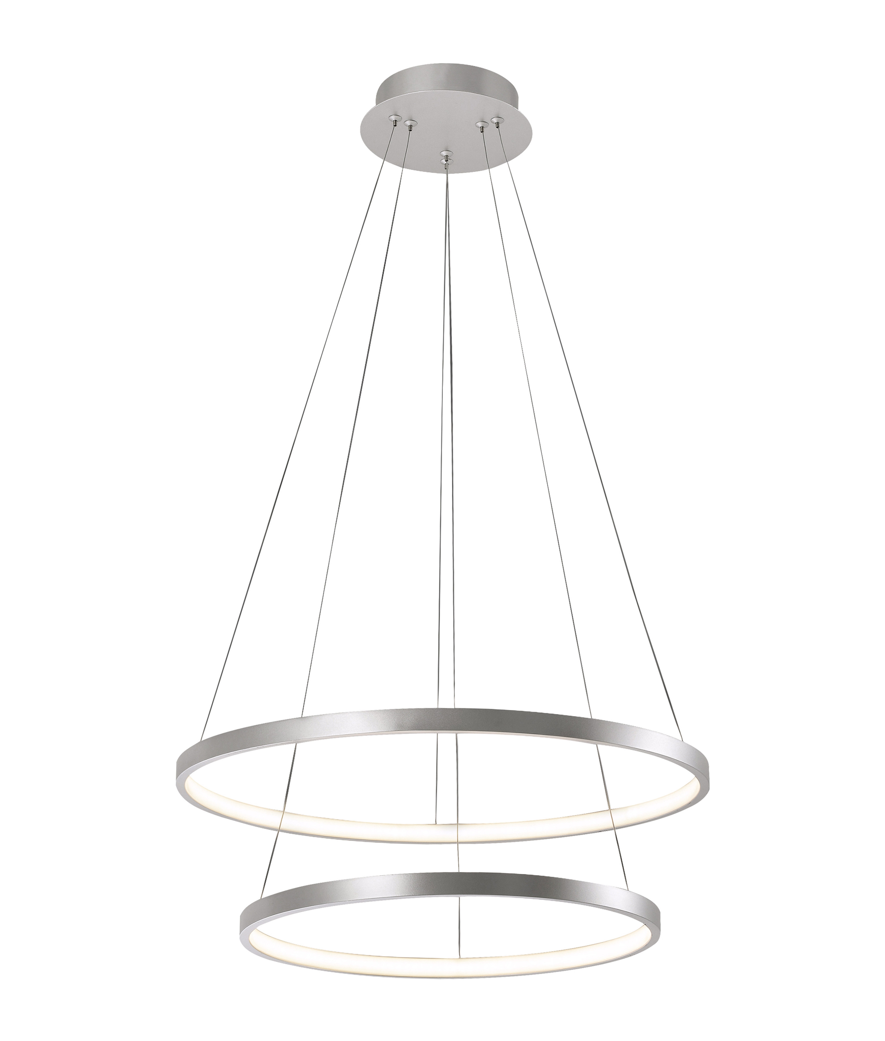 LED Two Ring Pendant Diameter 500mm - Silver or Gold Finish