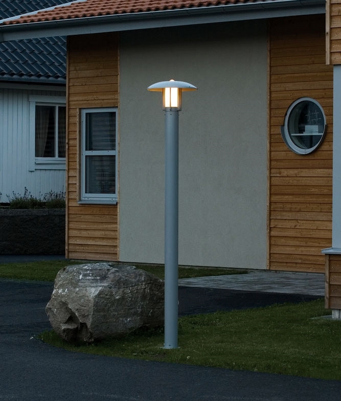 Mid Century Modern 2 Metre High Lamp Post Exterior Light - Silver Grey ...