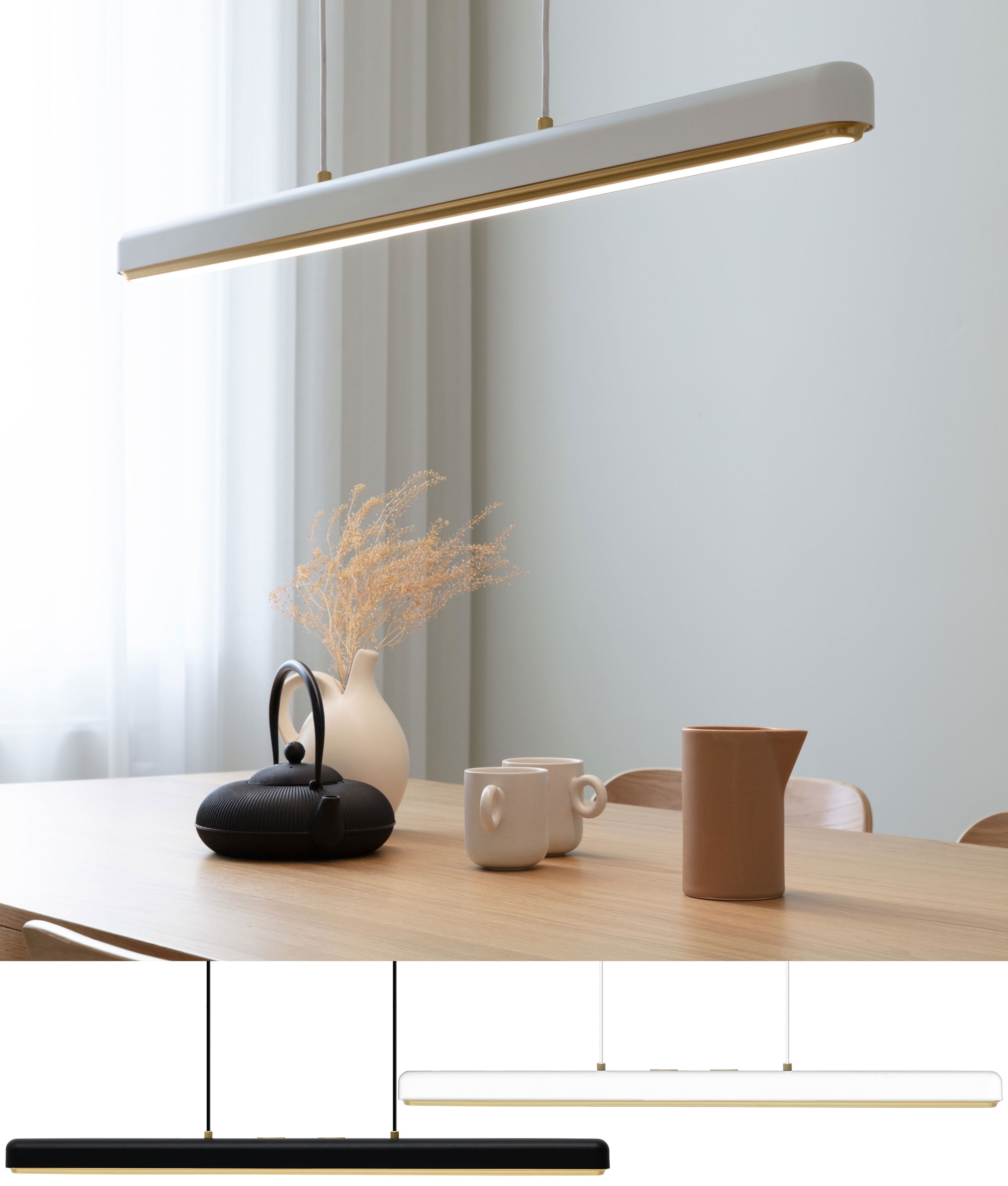 Glare-Free Linear Suspended LED Bar Pendant - 2 Finishes