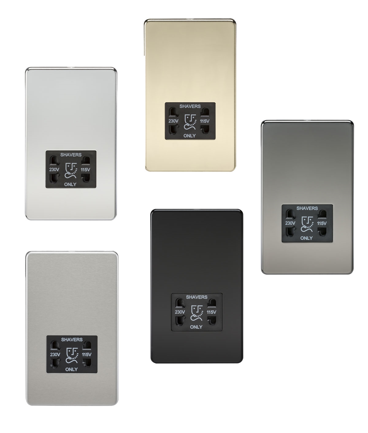 Dual Voltage Screwless Shaver Socket - 5 Finishes