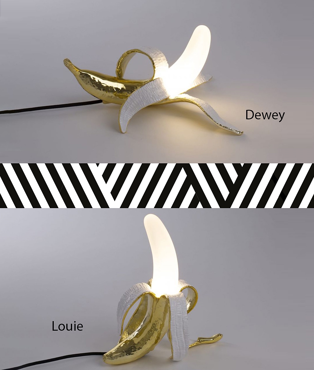 Seletti Louie & Dewey Banana Gold LED Table Lamps