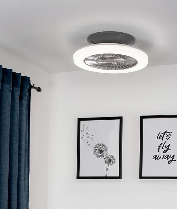 Semi-Flush Mounted Ceiling Fan with Integrated LED Light