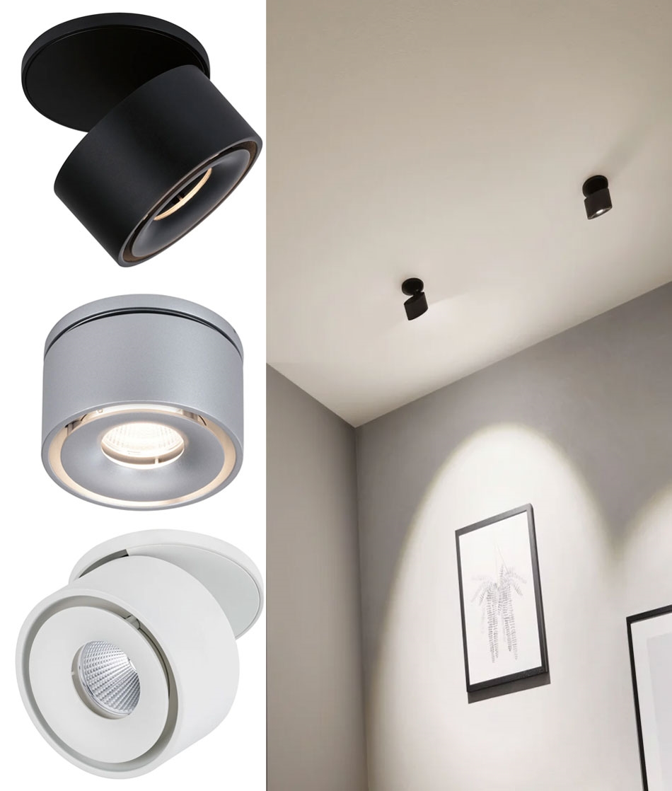 Swivel LED Spotlight - Semi-Recessed & 3 Finishes