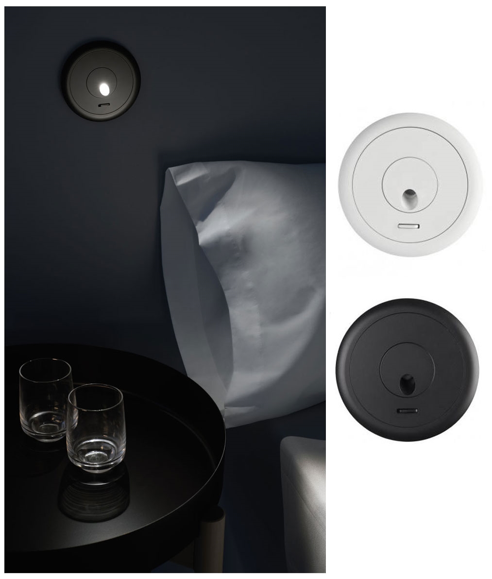 Semi-Recessed Round LED Bedside Light - White or Black