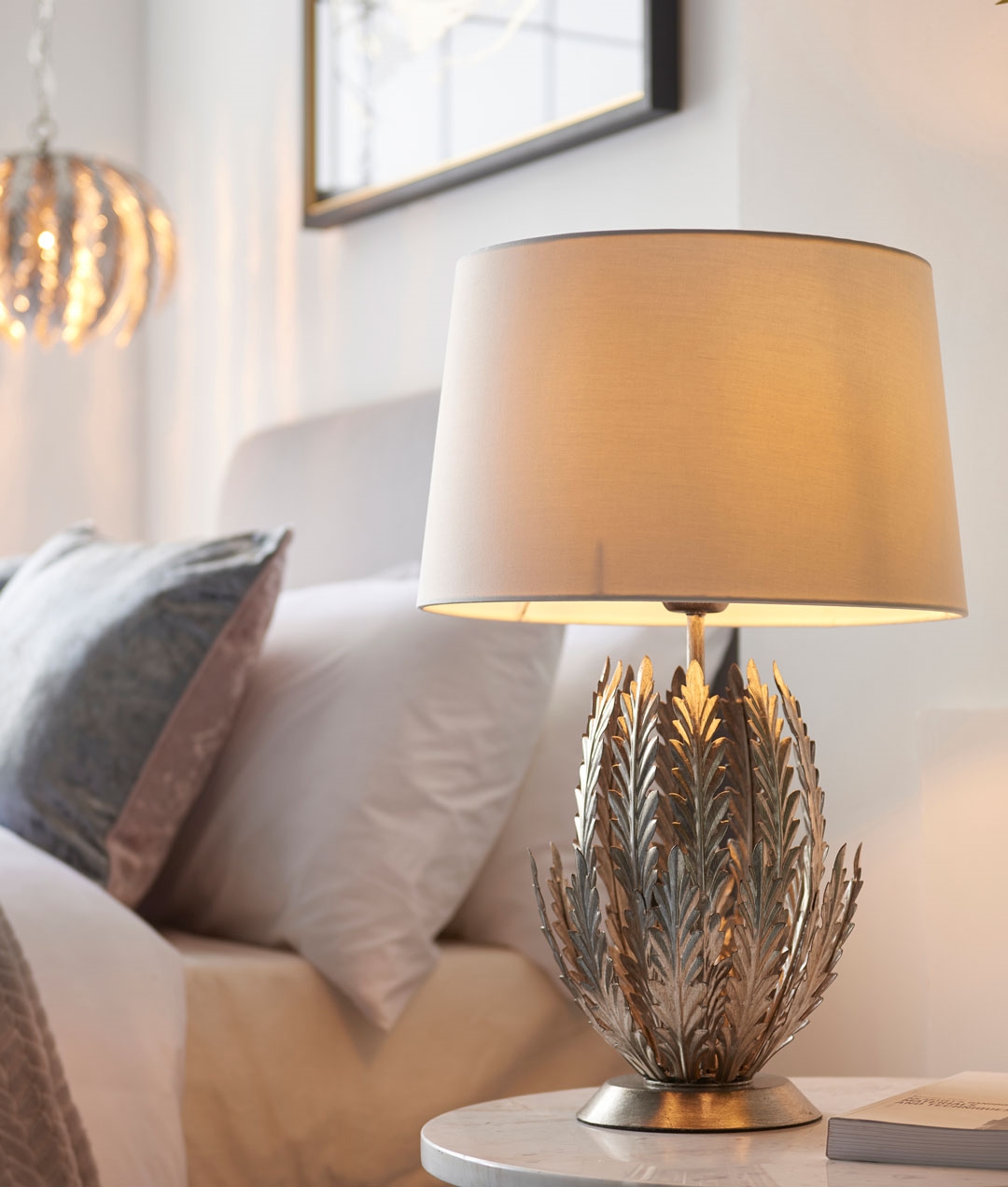 Floral Leaf Opulent Table Light with White Shade - 2 Options