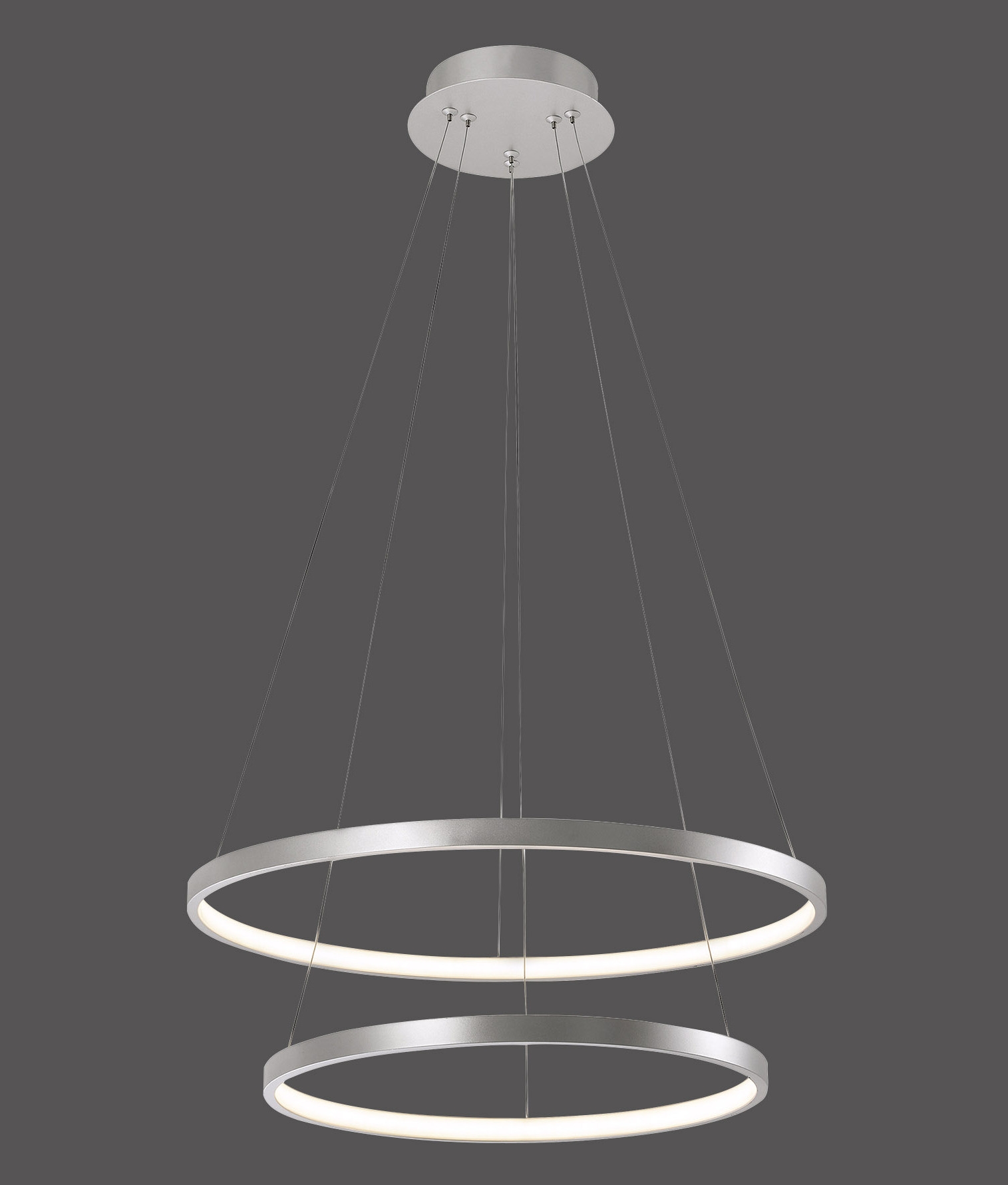 LED Two Ring Pendant Diameter 500mm - Silver or Gold Finish