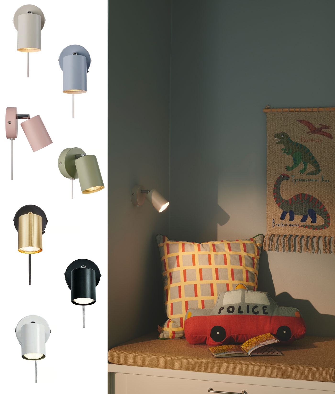 Switched Adjustable Single Spotlight in 7 Colours