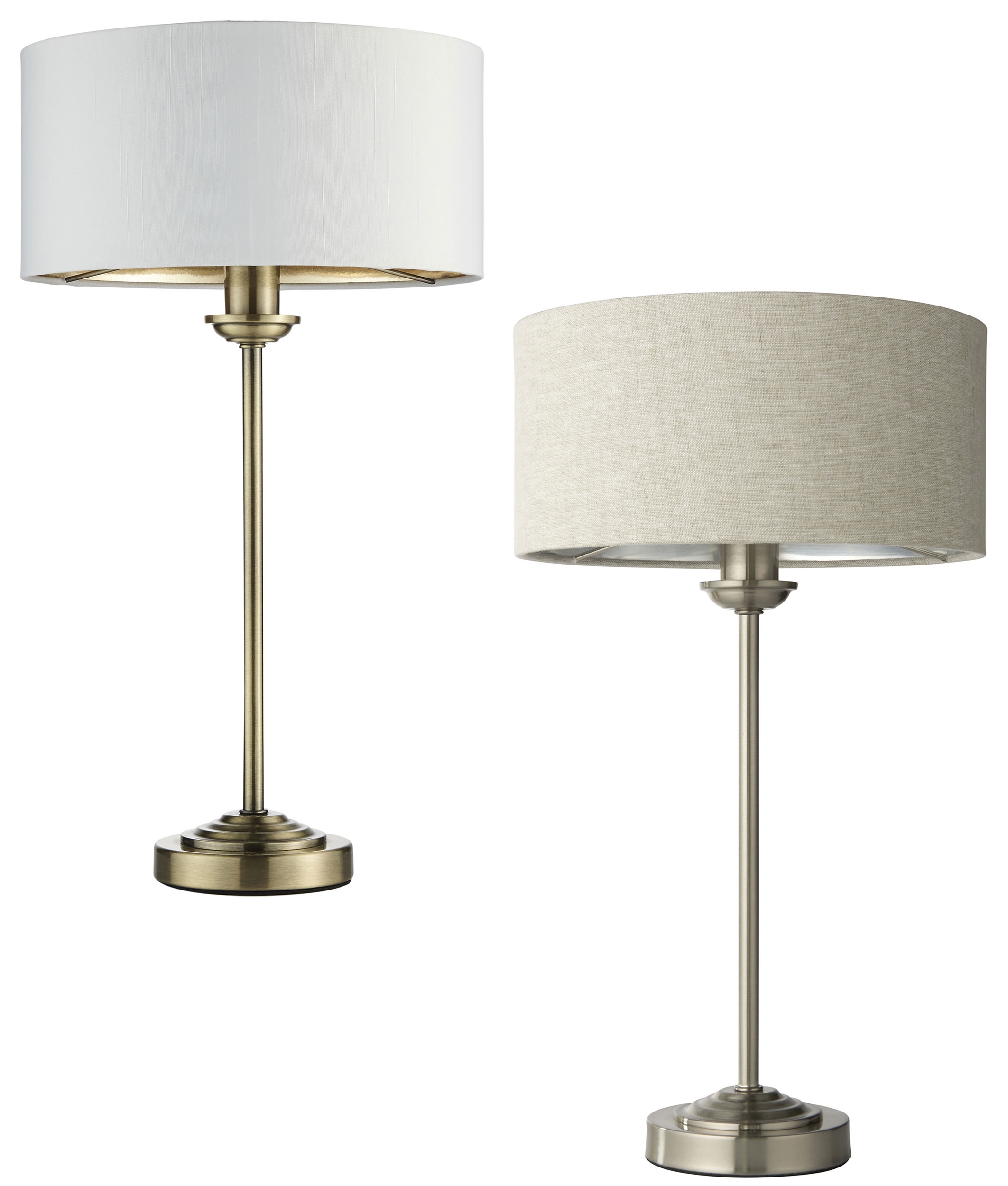 Classic Slim Table Lamp With Fabric Drum Shade - 2 Finishes