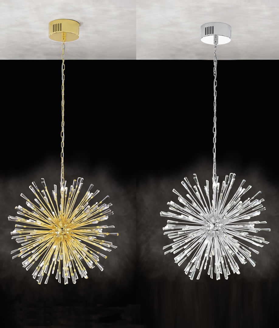 Crystal Explosion Pendant - Gold or Chrome Finish - 2 Sizes
