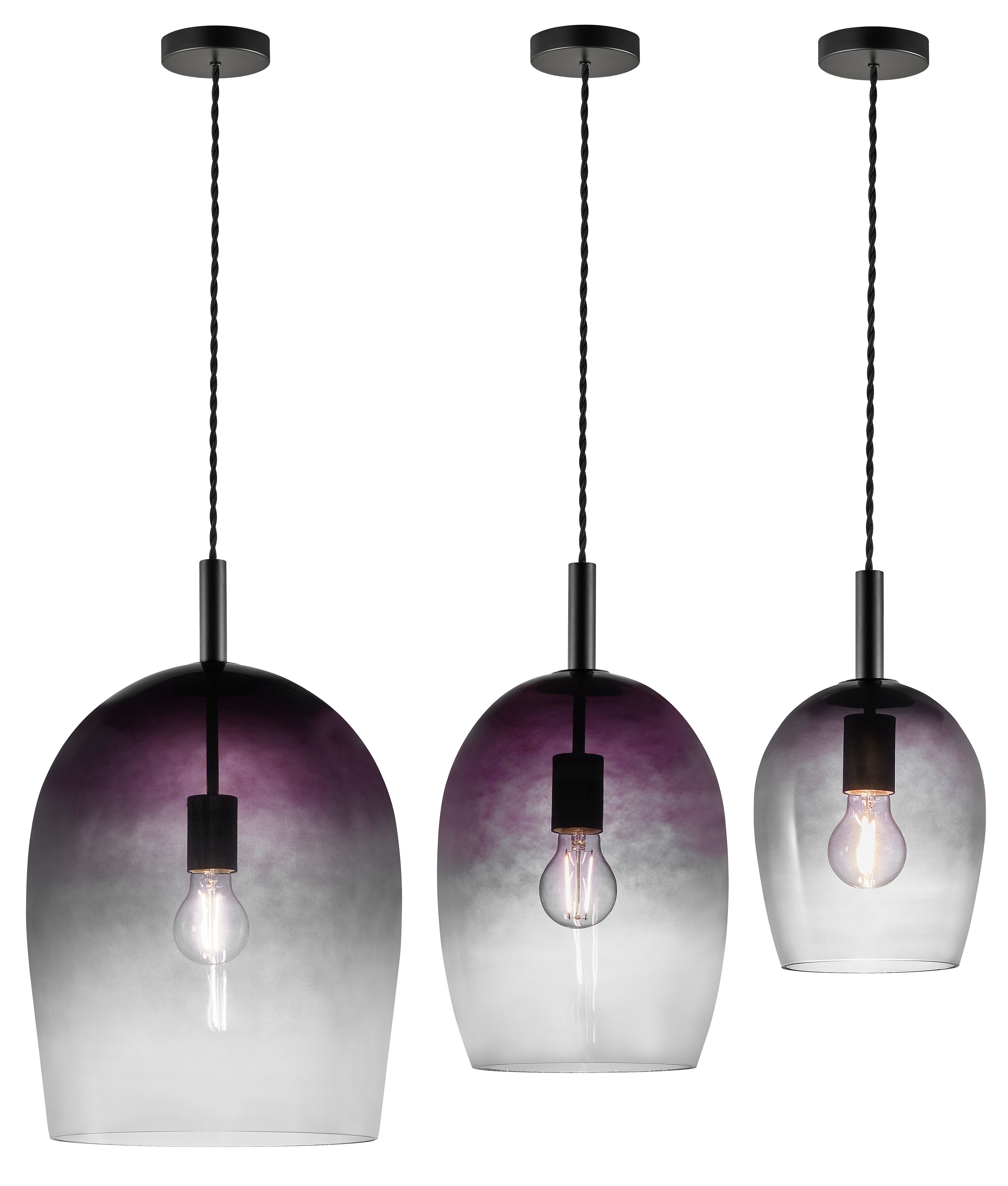 Ombre Faded Coloured Glass Hanging Ceiling Light in Three Sizes