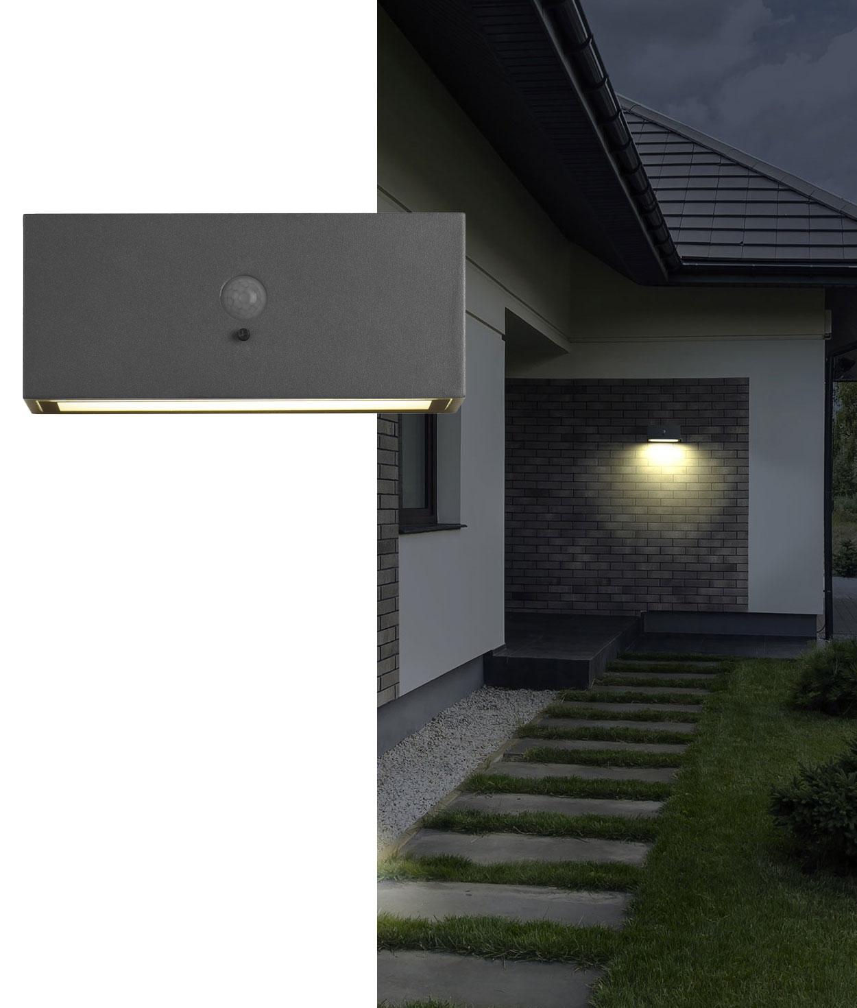 Dark Grey Solar Power PIR Exterior Wall Light - IP44 Rating