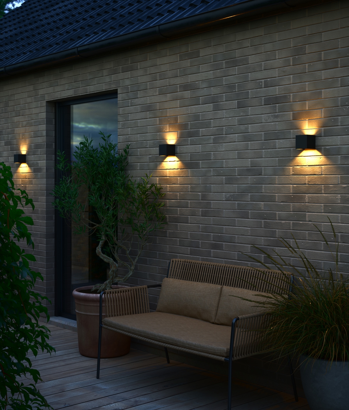 Gobo Filter Square Exterior Wall Light with Integral Energy Efficient LEDS