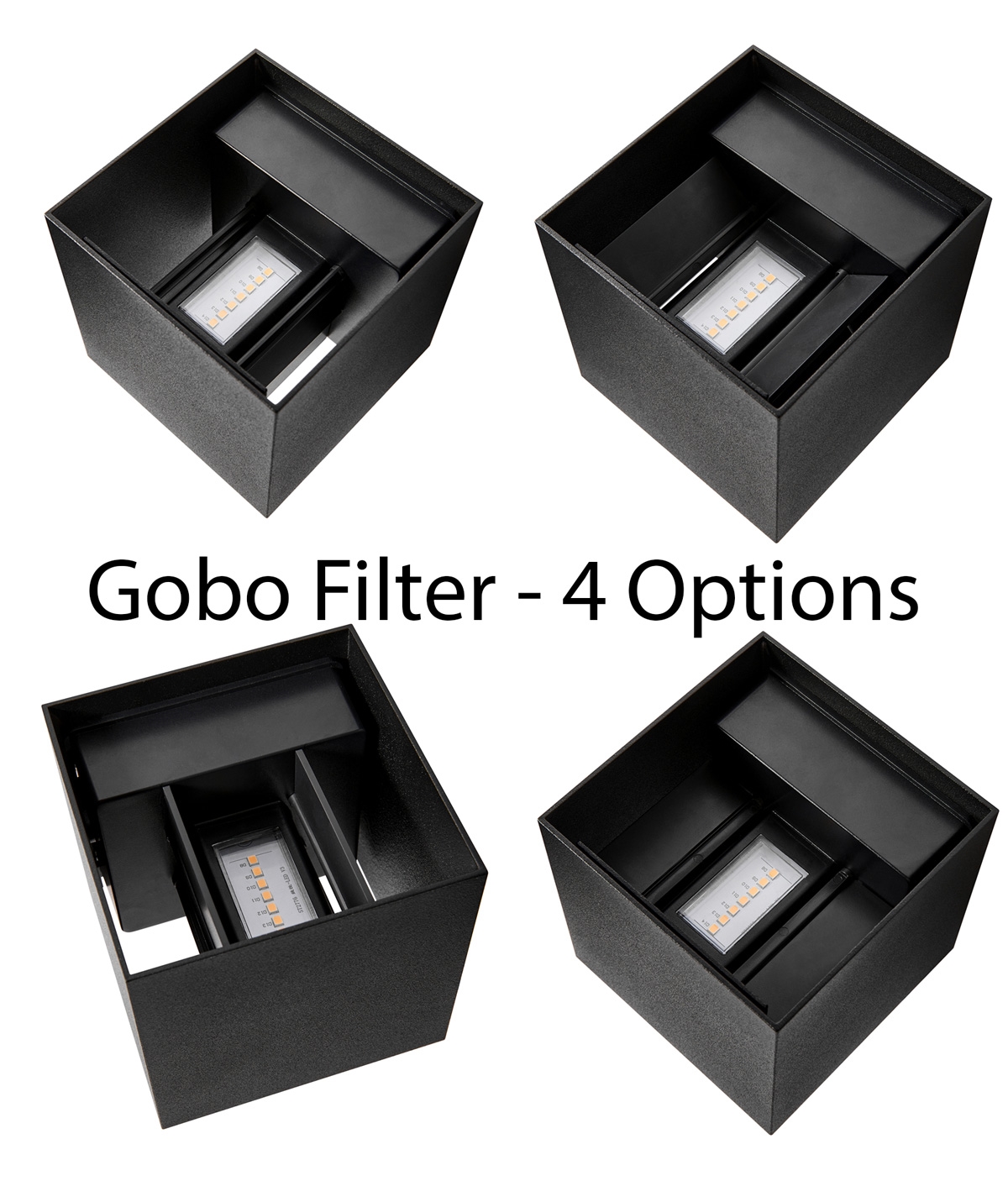 Gobo Filter Square Exterior Wall Light with Integral Energy Efficient LEDS