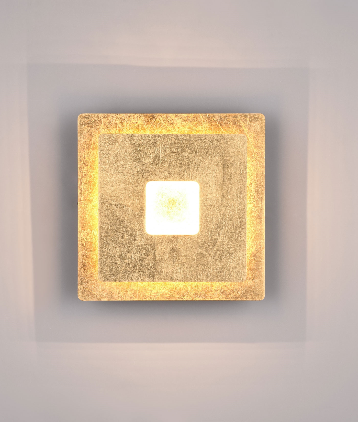 LED Square Wall Light with Adjustable Centre Light Source - Gold