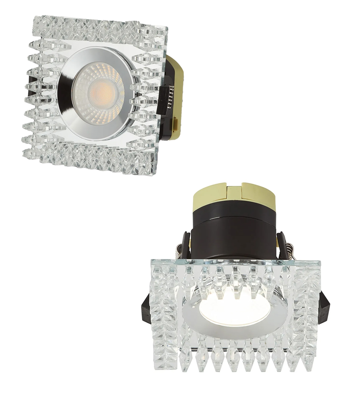 Crystal & Chrome Square Recessed LED CCT Downlight - IP65 Rated