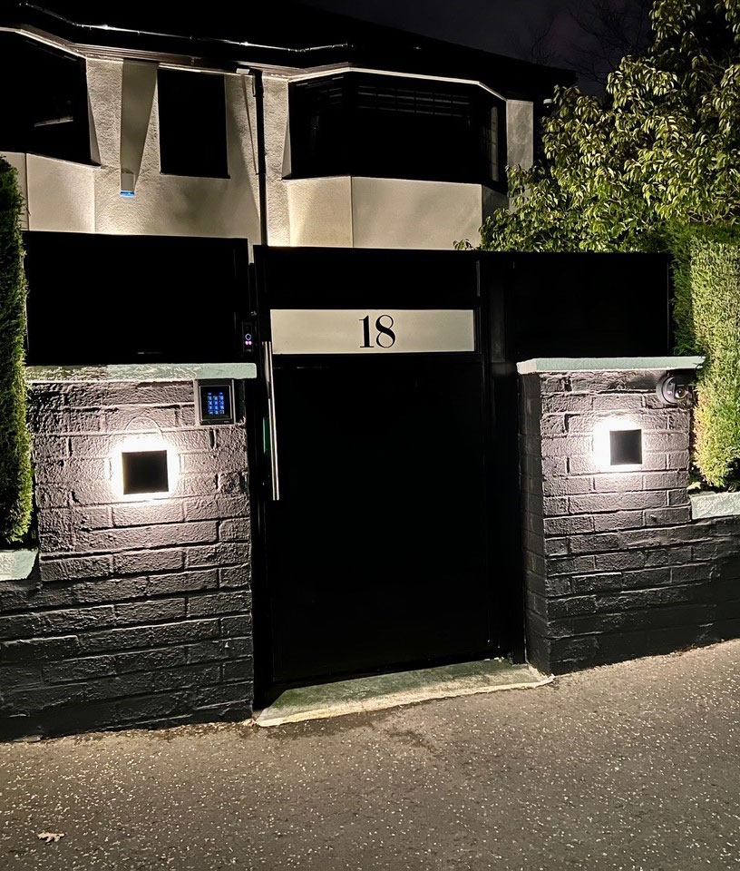 Exterior Square Backlit LED IP44 Square Wall Light - Black