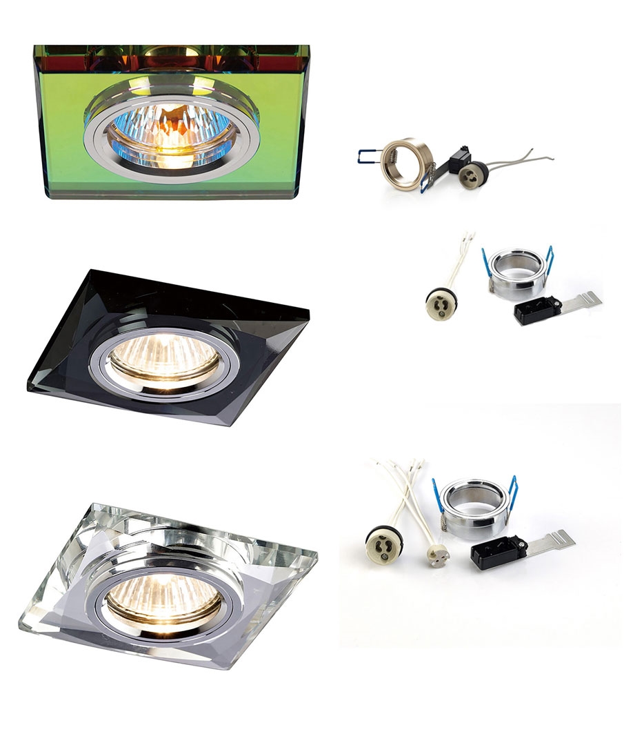 GU10 Lamp Square Crystal Glass Downlight