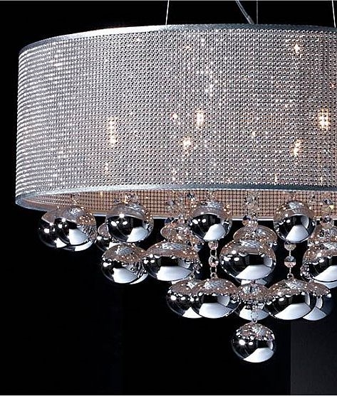 Schuller Andromeda Hanging Chrome Mesh Shade & Chrome Bauble Pendant