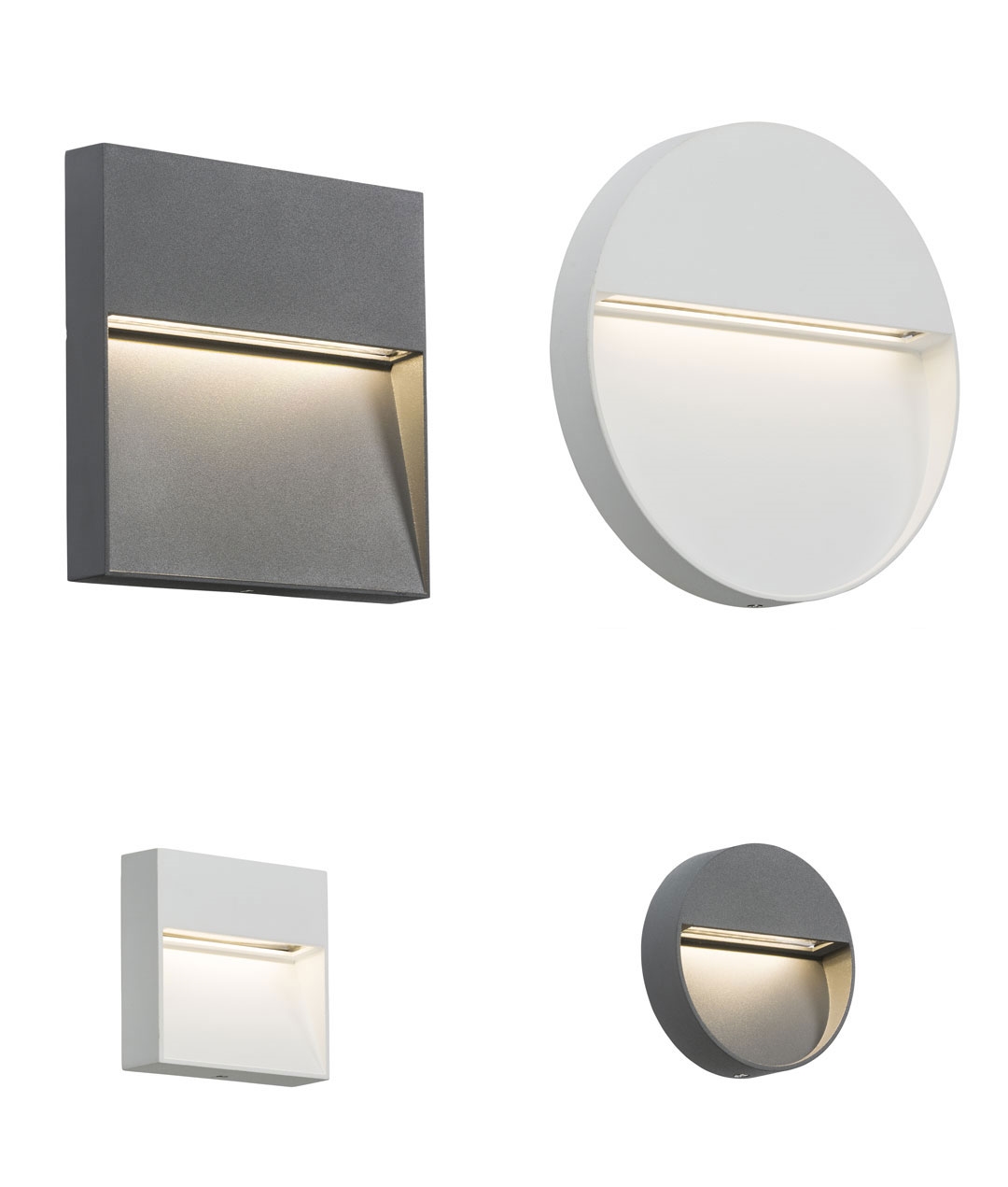 Surface-Mounted LED Guide Wall light, Round or Square 2 or 4 Watts