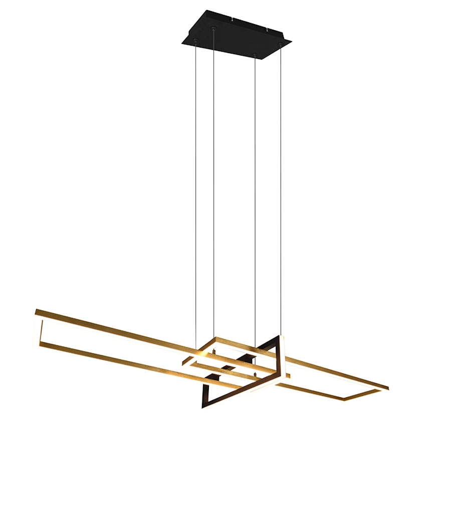 Gold and Black Linear Suspensed Modern Pendant Light
