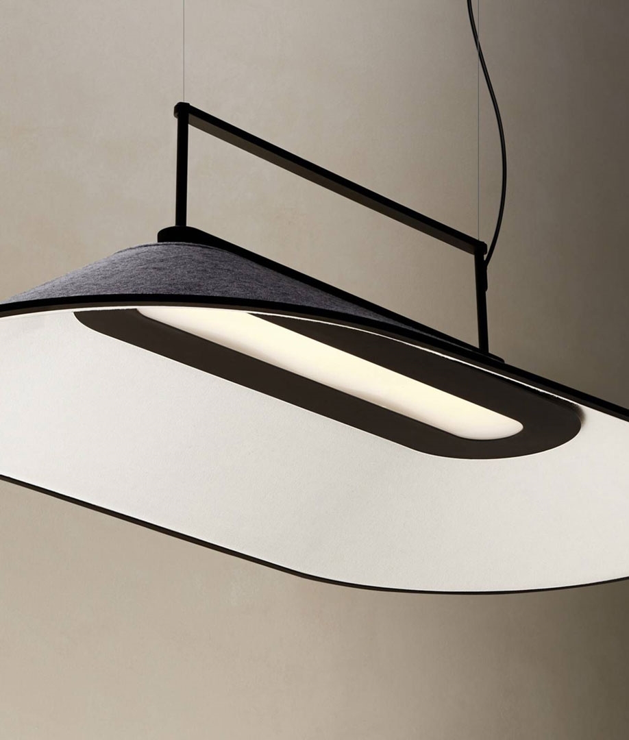 Grey Felt Suspended Wide LED Ceiling Light