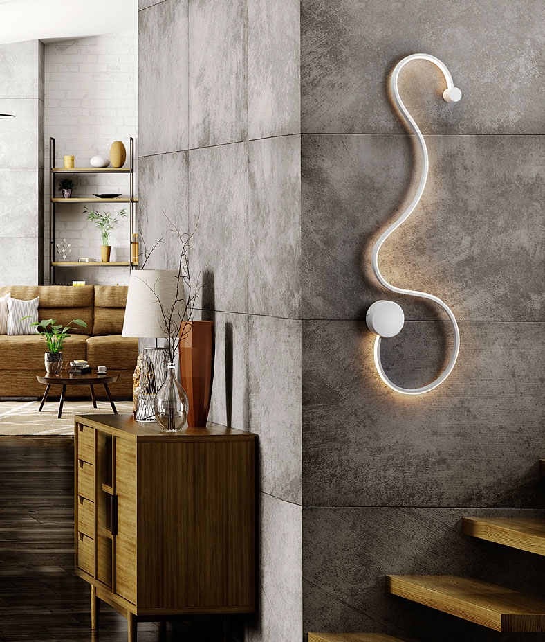 LED Curled Wall Light - Gold Leaf, Black or White