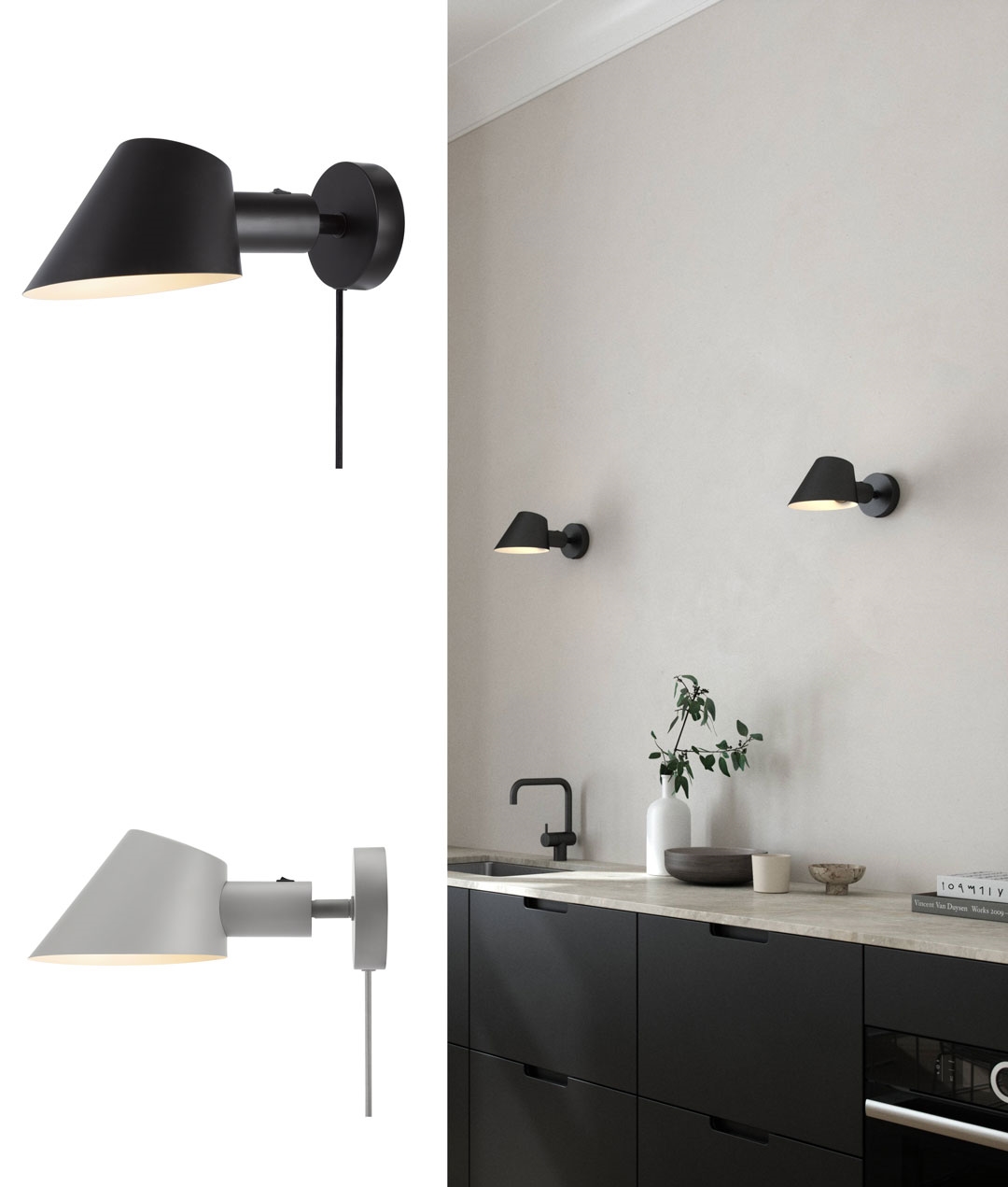 Plug and Lead Adjustable Shaded Wall Light