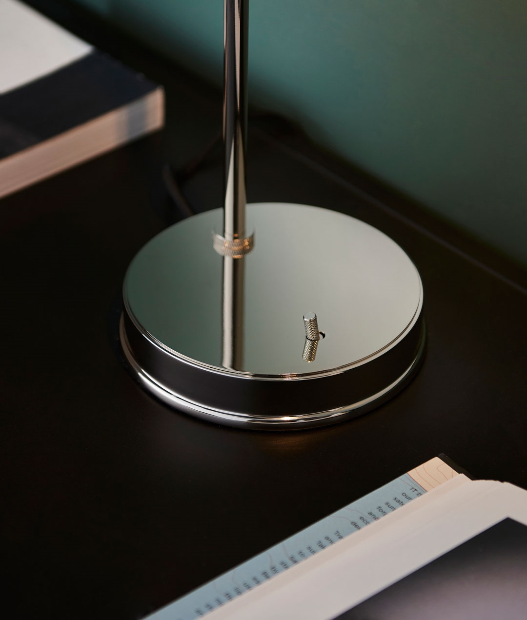 Clear Glass and Bright Nickel Adjustable Table Lamp