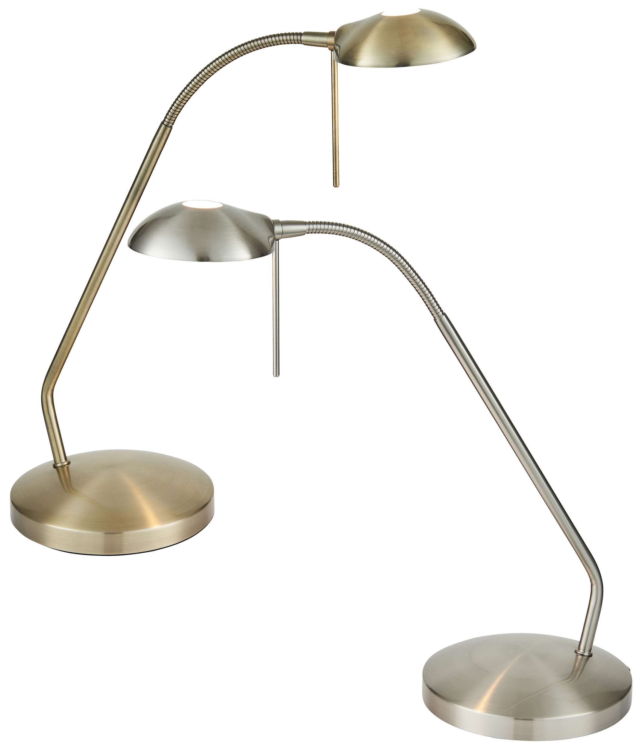 Flexible Table Standing Task Light in Antique Brass or Satin Chrome ...