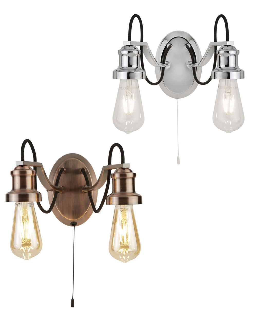 Double Arm Nautical Style Traditional Wall Light with Pull Cord