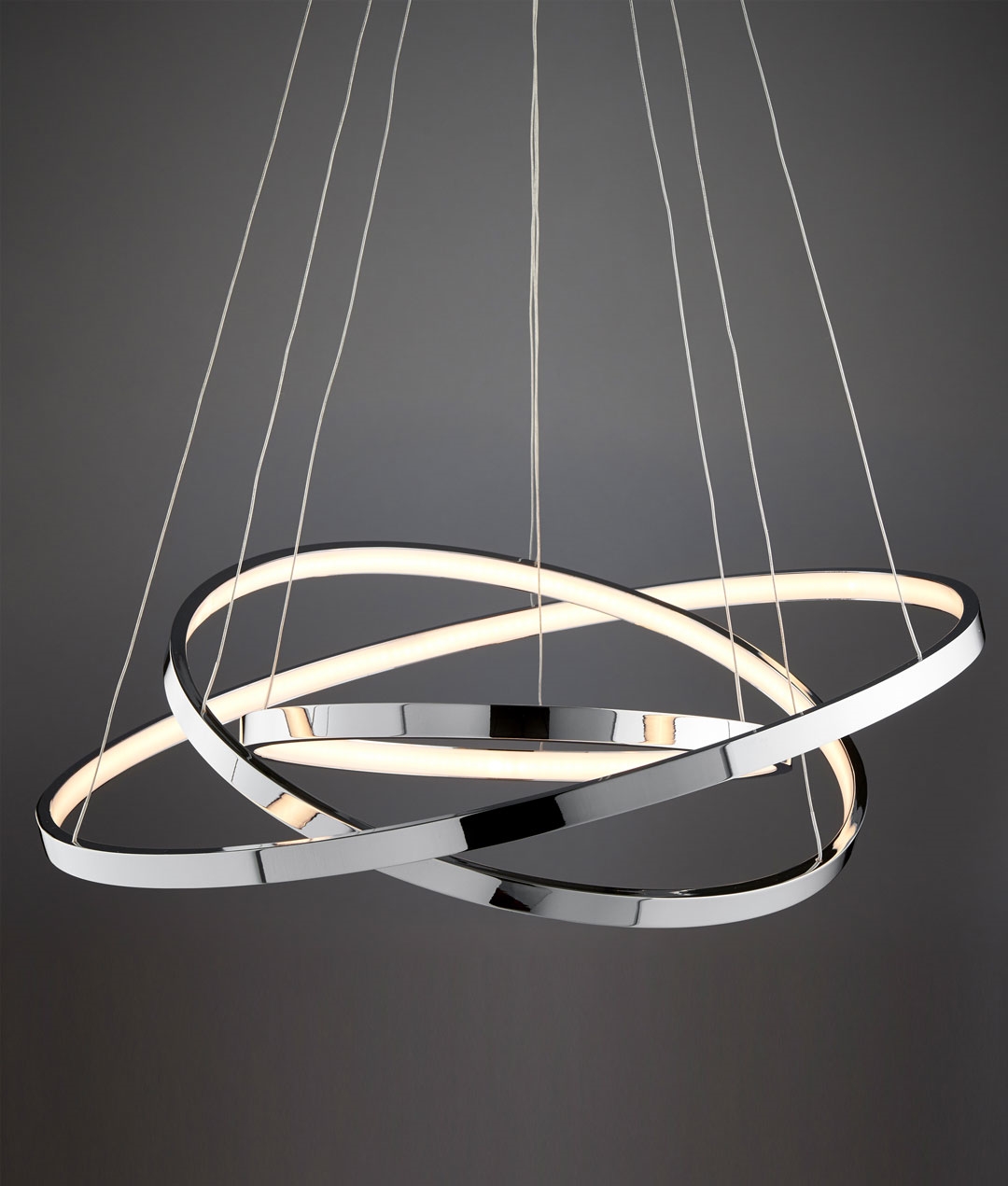 Triple Ring LED Chrome Suspended Pendant