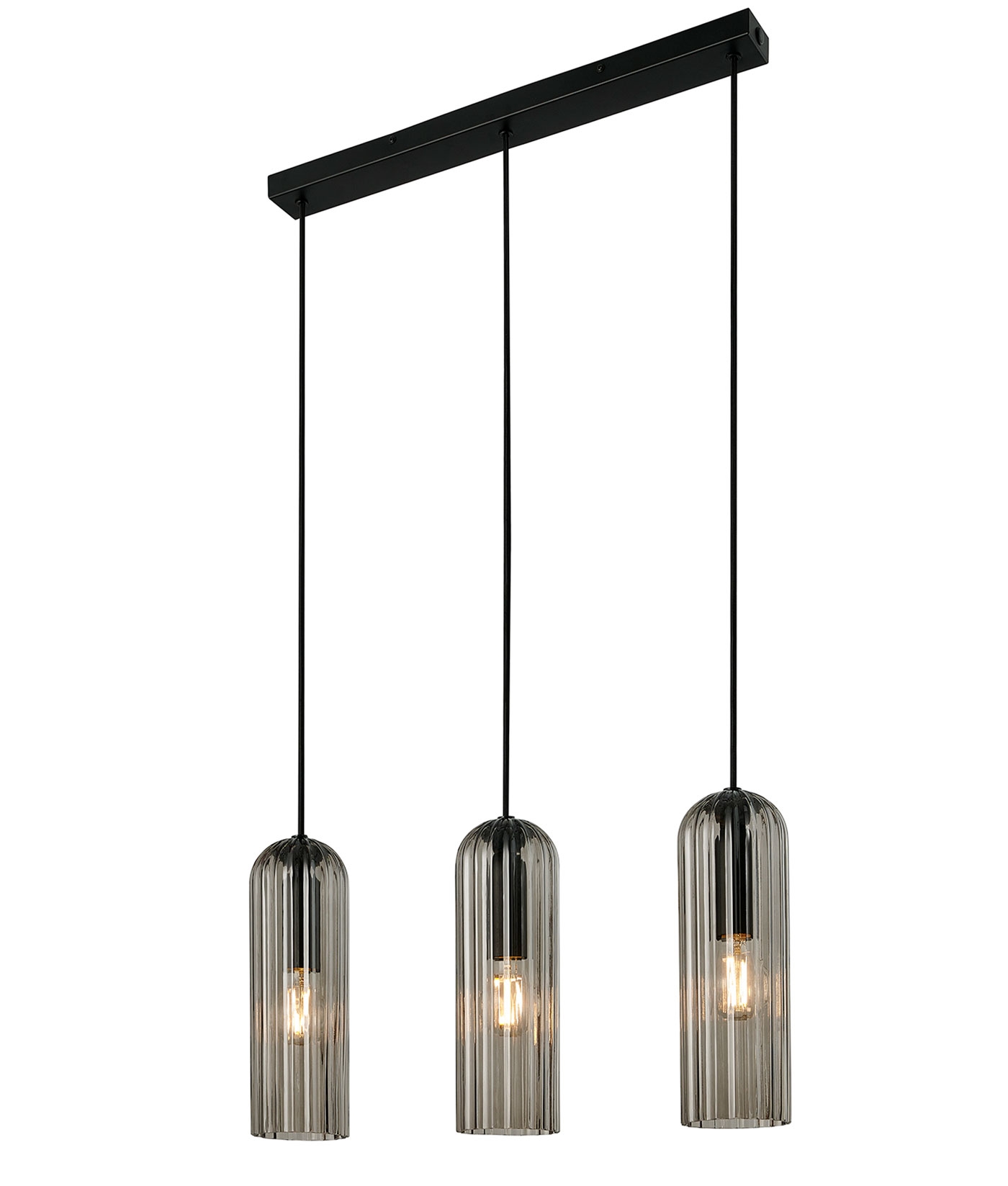 Glass Triple Pendant Bar Light - Sits Flush to Ceiling - White or Smoked